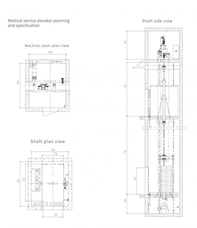 Comfortable Patient Hospital Elevator SUNNY Stainless Steel Hospital Lift