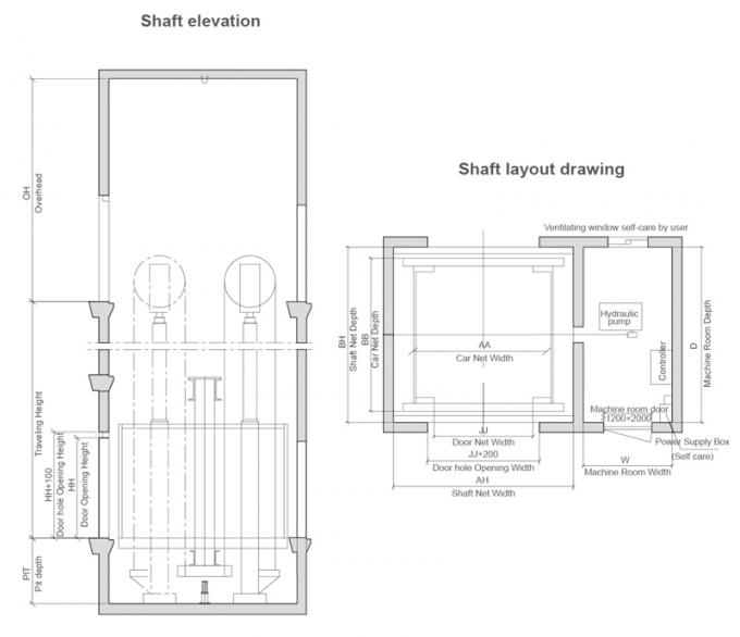 Vertical Hydraulic Elevator 1500mm Pit Stainless Steel Material 12 ...