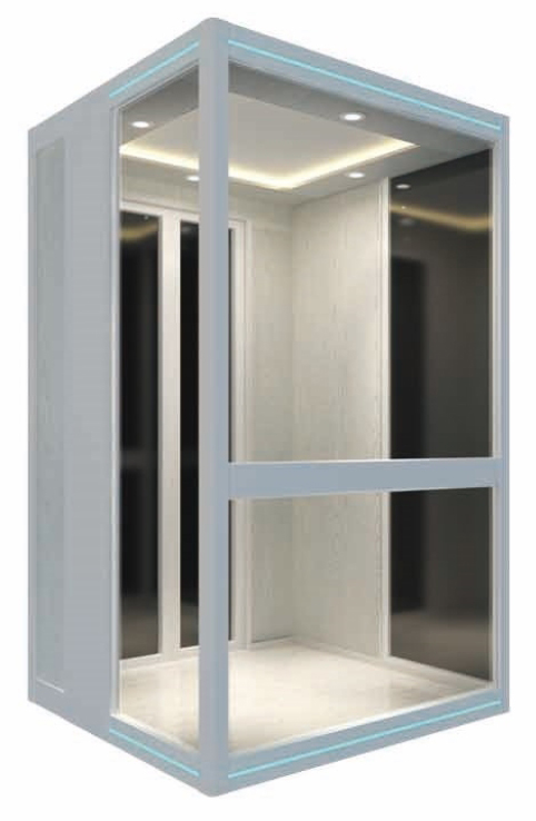 2000kg Full Collective Control Wood Decoration Cabin For Panoramic Elevator