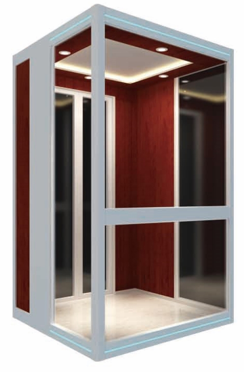 2000kg Full Collective Control Wood Decoration Cabin For Panoramic Elevator