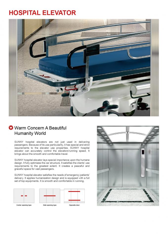 1600KG Load And 1.5m/S Hospital Bed Elevator For Patient Disable People