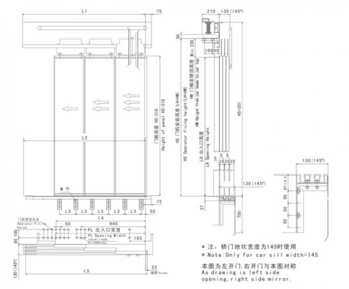 Heavy-Duty Three Panel Side Opening Elevator Door Smooth Quiet Operation