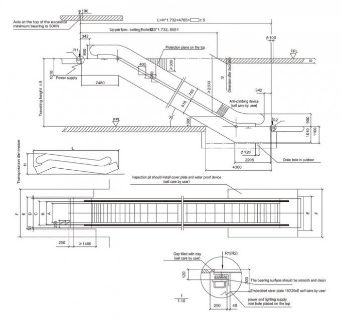 1000mm Step Width Ramp Shopping Mall Escalator Advanced Track Operation